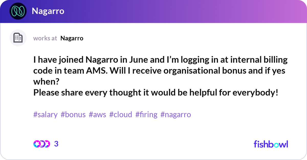 I have joined Nagarro in June and I’m logging in a... | Fishbowl