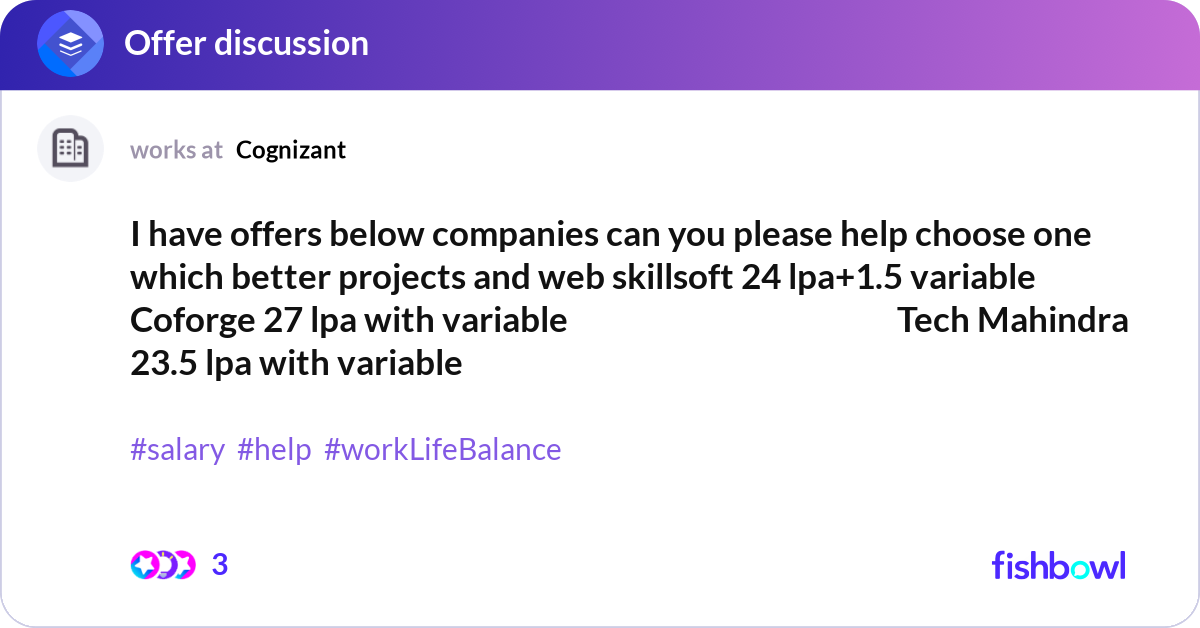 I have offers below companies can you please help ... | Fishbowl