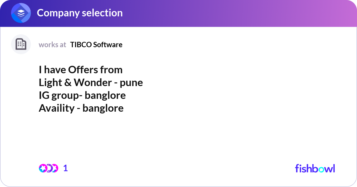 I have Offers from Light & Wonder - pune IG grou... | Fishbowl