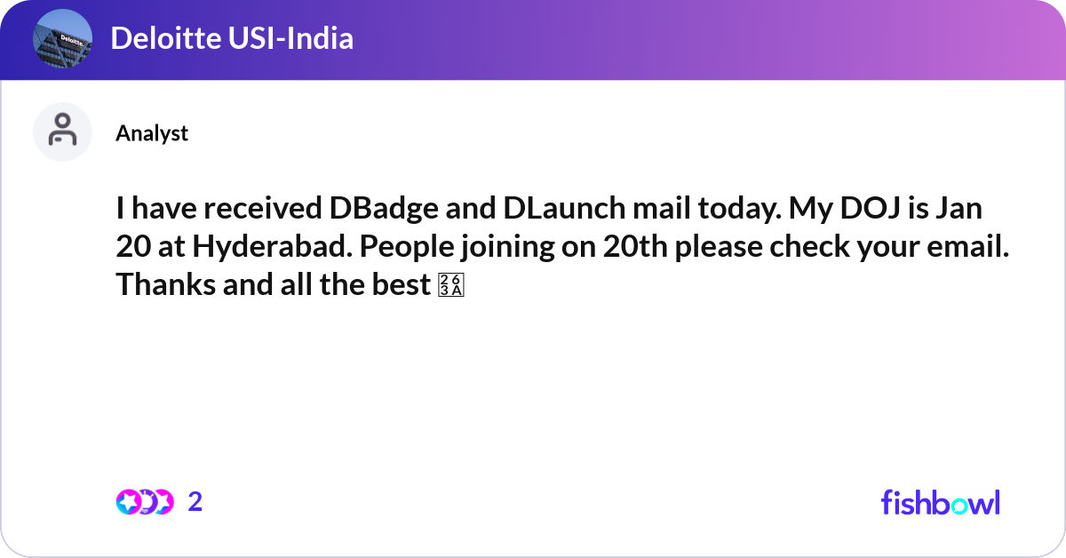 I have received DBadge and DLaunch mail today. My ... | Fishbowl
