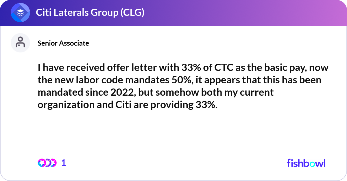 I have received offer letter with 33% of CTC as th... | Fishbowl