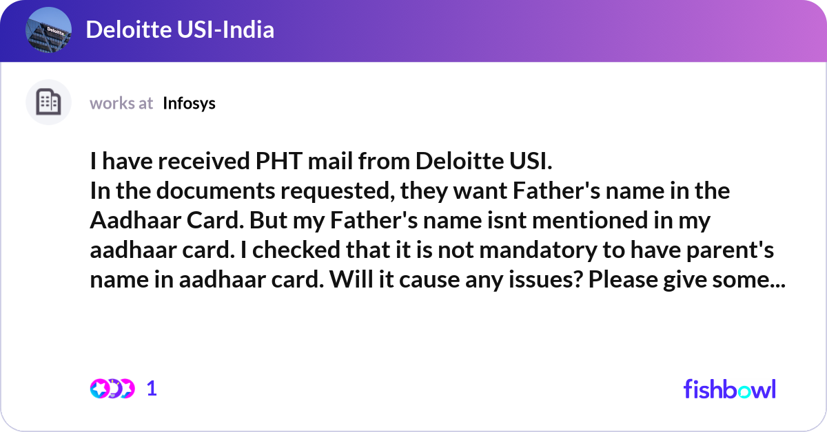 I have received PHT mail from Deloitte USI. In the... | Fishbowl
