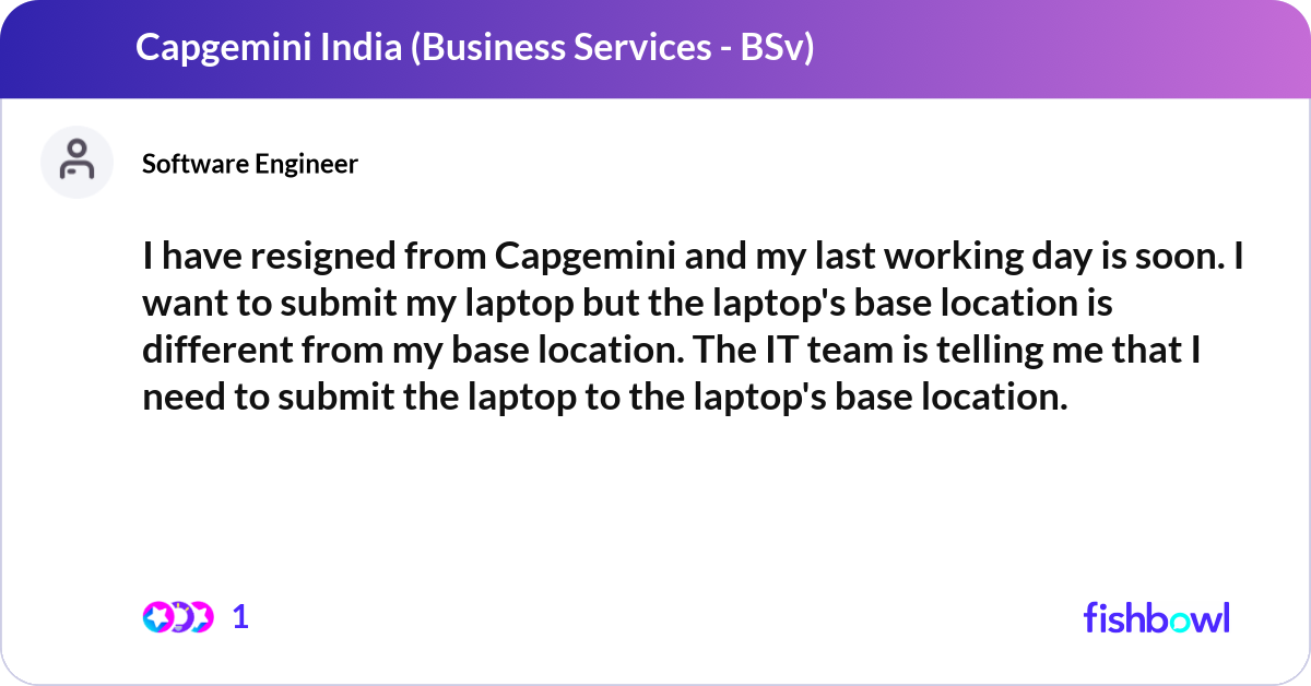 I have resigned from Capgemini and my last working... | Fishbowl