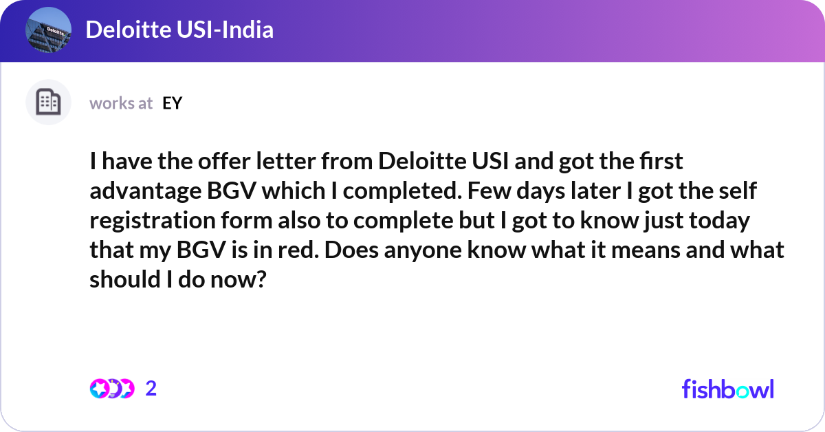 I have the offer letter from Deloitte USI and got ... | Fishbowl