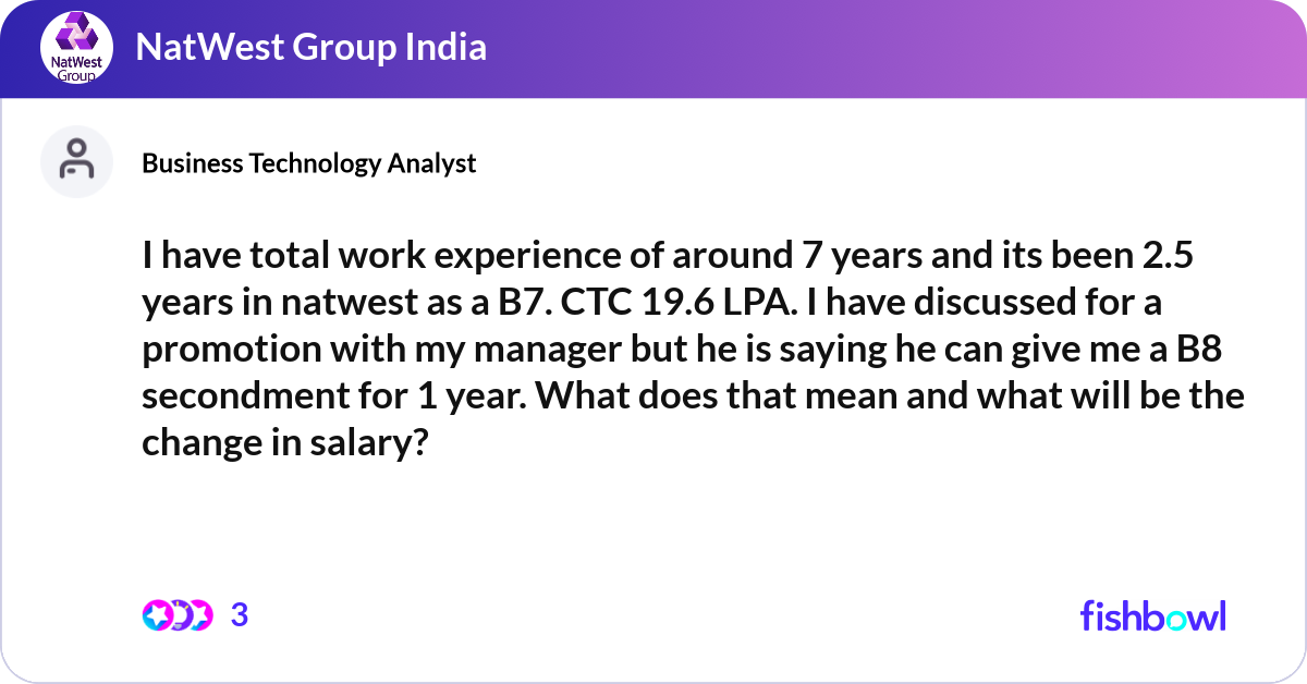 I have total work experience of around 7 years and... | Fishbowl