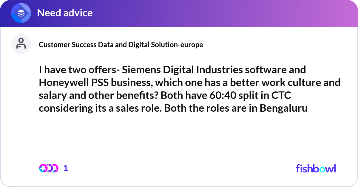 I have two offers- Siemens Digital Industries soft... | Fishbowl