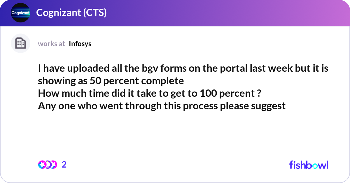 I have uploaded all the bgv forms on the portal la... | Fishbowl