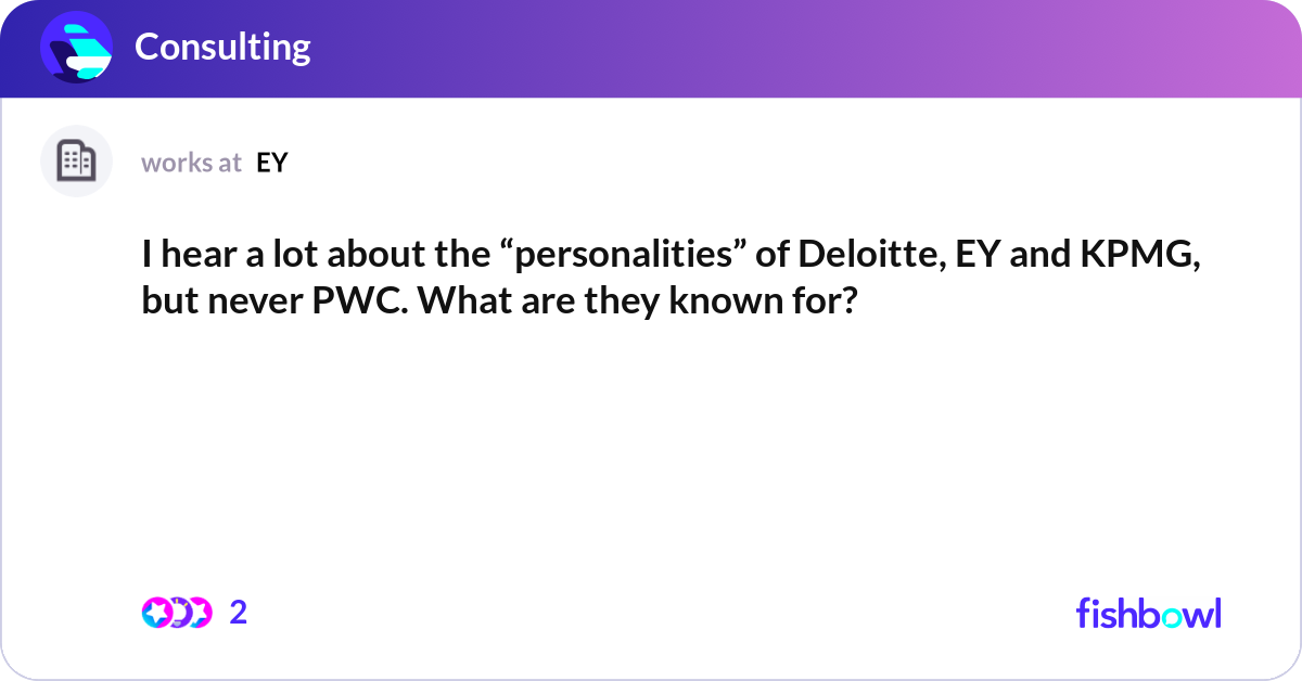 I hear a lot about the “personalities” of Deloitte... | Fishbowl