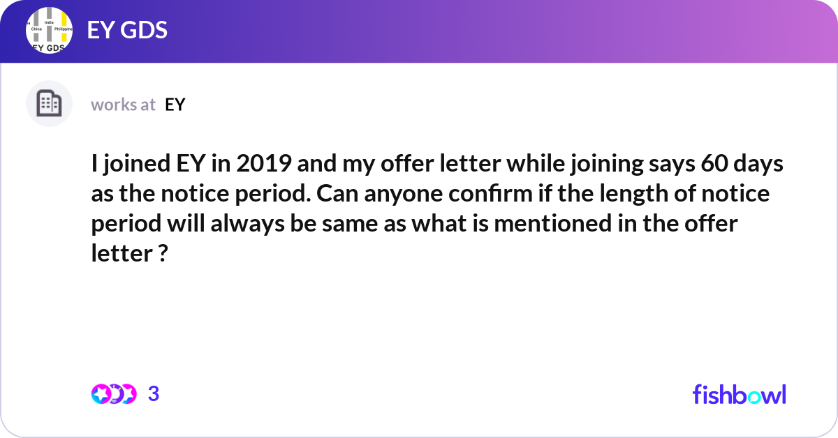 I joined EY in 2019 and my offer letter while join... | Fishbowl