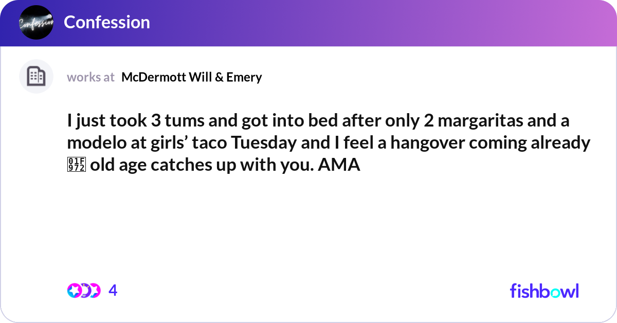 I just took 3 tums and got into bed after only 2 m... | Fishbowl