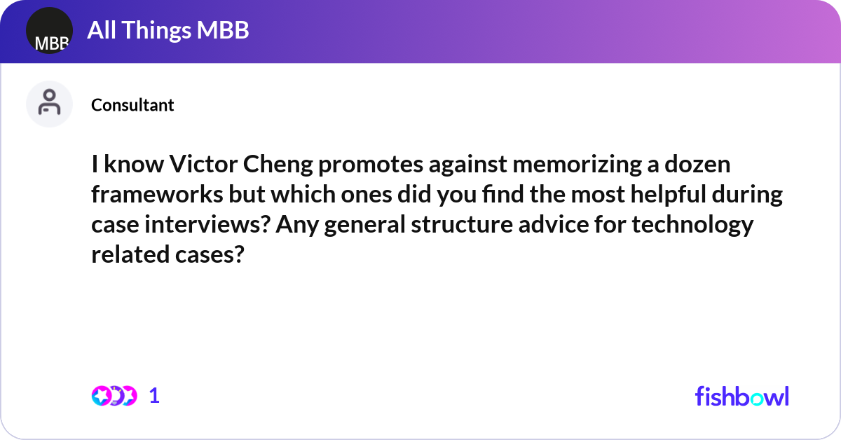 I know Victor Cheng promotes against memorizing a ... | Fishbowl