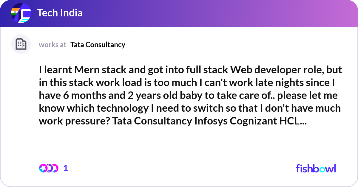 I learnt Mern stack and got into full stack Web de... | Fishbowl