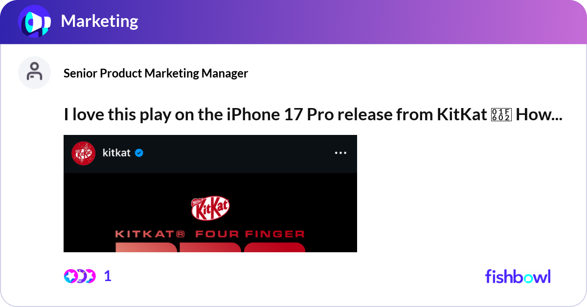 I love this play on the iPhone 17 Pro release from... | Fishbowl