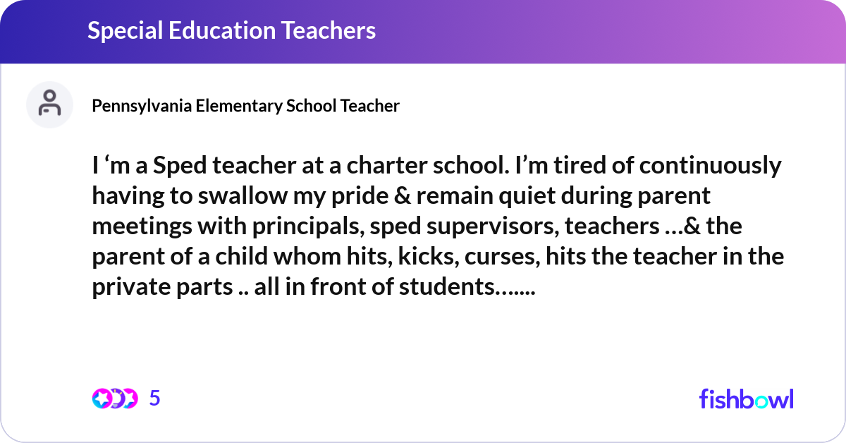 I ‘m a Sped teacher at a charter school. I’m tired... | Fishbowl
