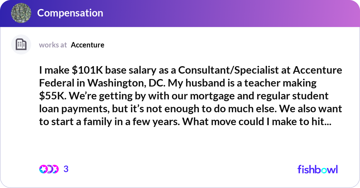 I make $101K base salary as a Consultant/Specialis... | Fishbowl