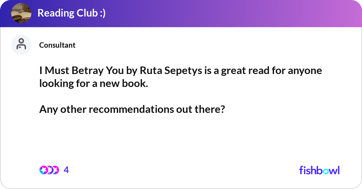 I Must Betray You by Ruta Sepetys is a great read ... | Fishbowl