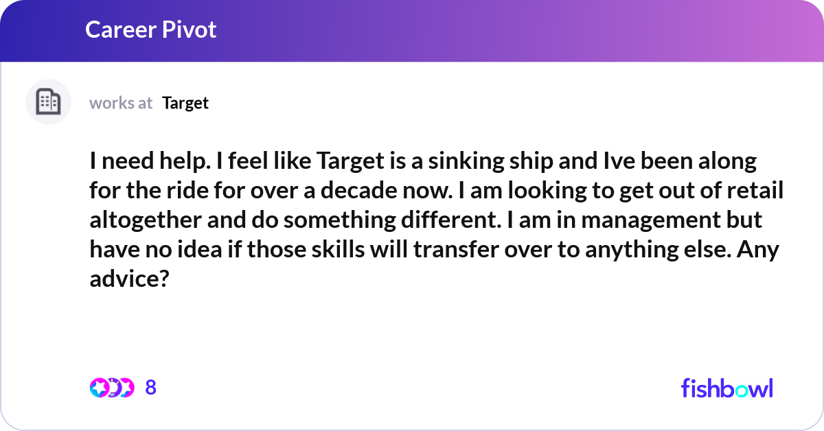 I need help. I feel like Target is a sinking ship ... | Fishbowl