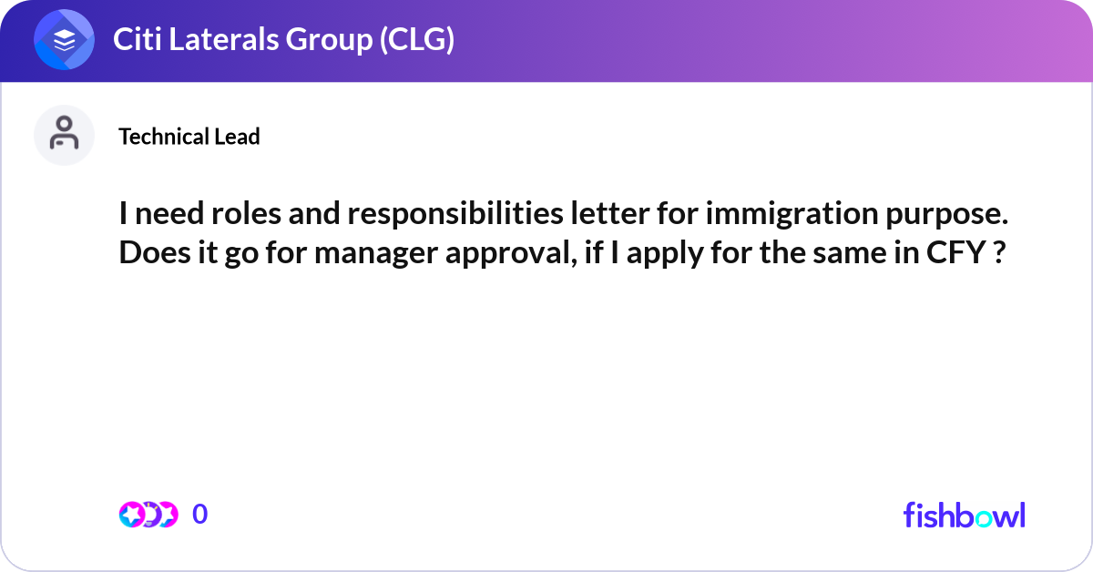 I need roles and responsibilities letter for immig... | Fishbowl