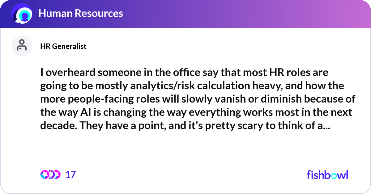 I overheard someone in the office say that most HR... | Fishbowl