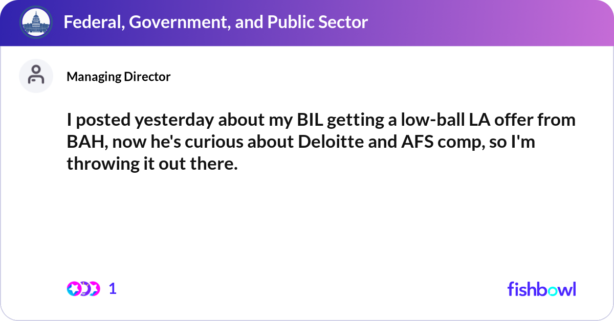 I posted yesterday about my BIL getting a low-ball... | Fishbowl