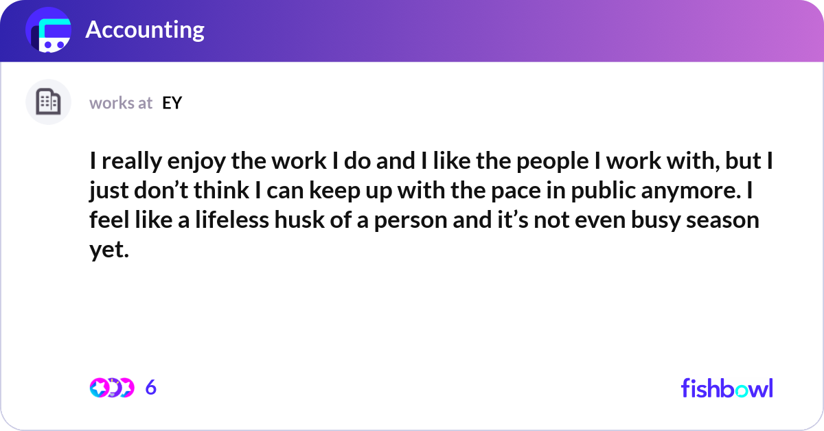 I really enjoy the work I do and I like the people... | Fishbowl