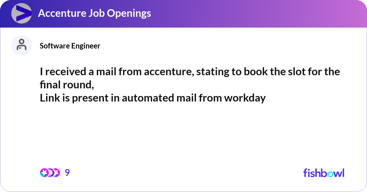 I received a mail from accenture, stating to book ... | Fishbowl