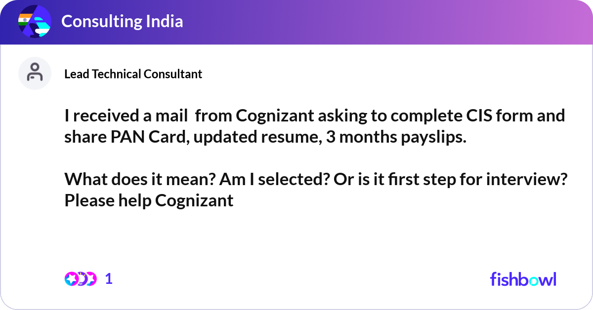 I received a mail from Cognizant asking to comple... | Fishbowl