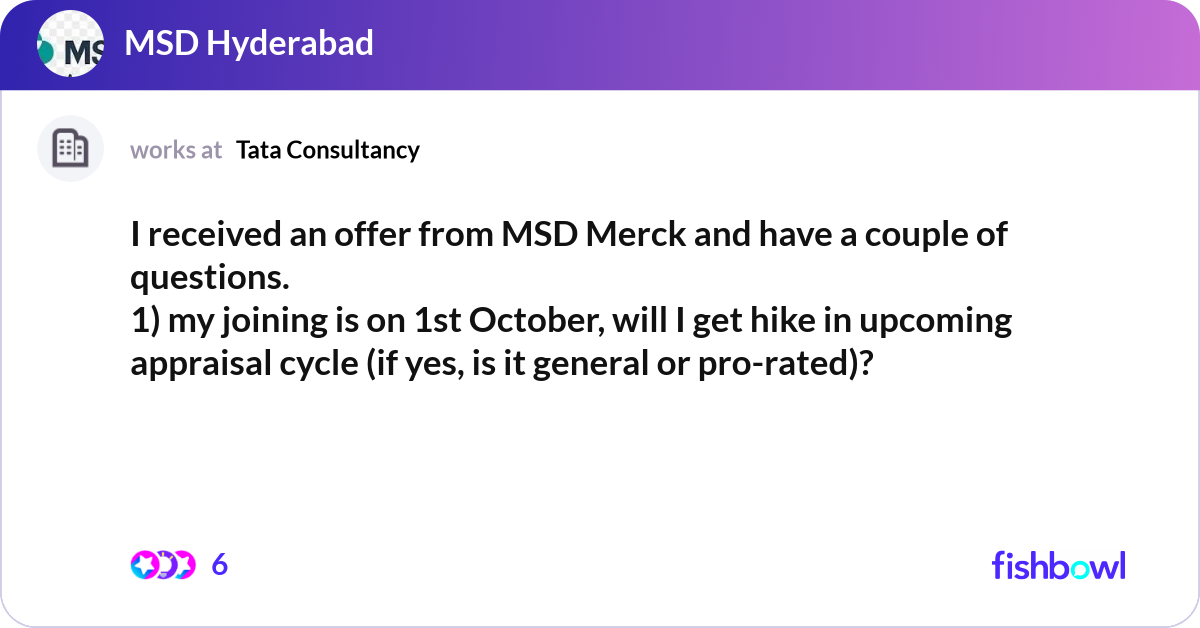 I received an offer from MSD Merck and have a coup... | Fishbowl