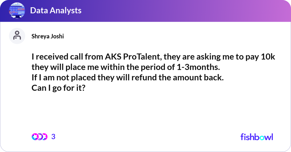 I received call from AKS ProTalent, they are askin... | Fishbowl