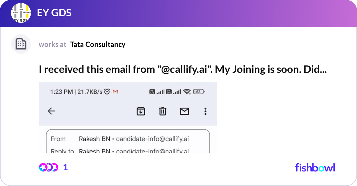 I received this email from "@callify.ai". My Joini... | Fishbowl