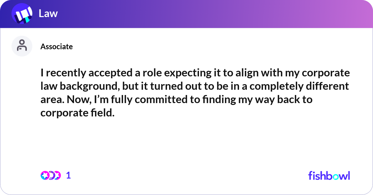 I recently accepted a role expecting it to align w... | Fishbowl