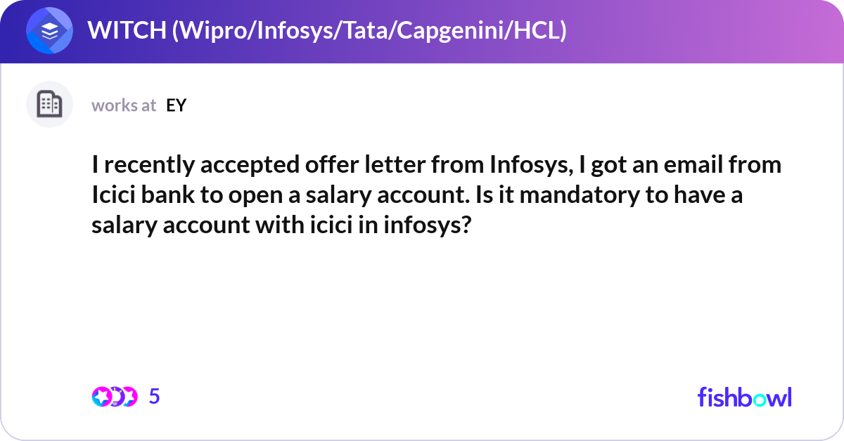 I recently accepted offer letter from Infosys, I g... | Fishbowl