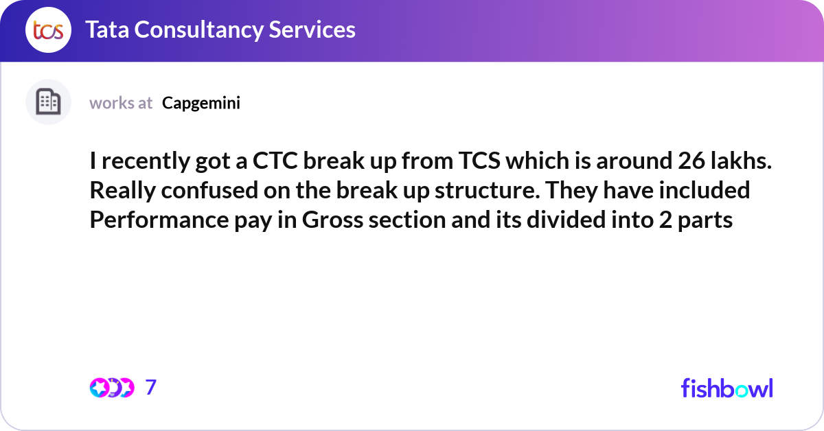 I recently got a CTC break up from TCS which is ar... | Fishbowl