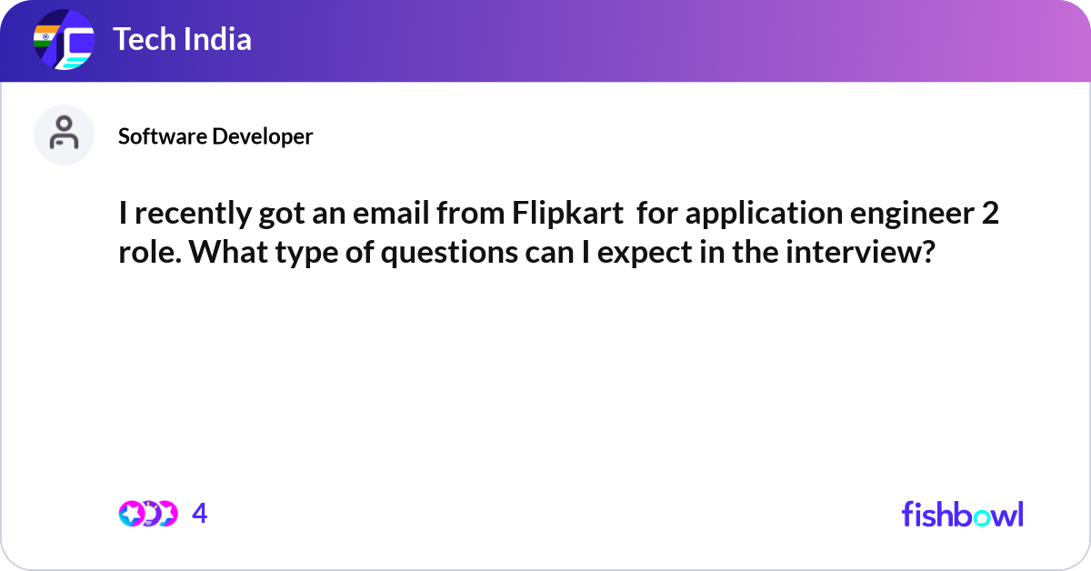 I recently got an email from Flipkart for applica... | Fishbowl