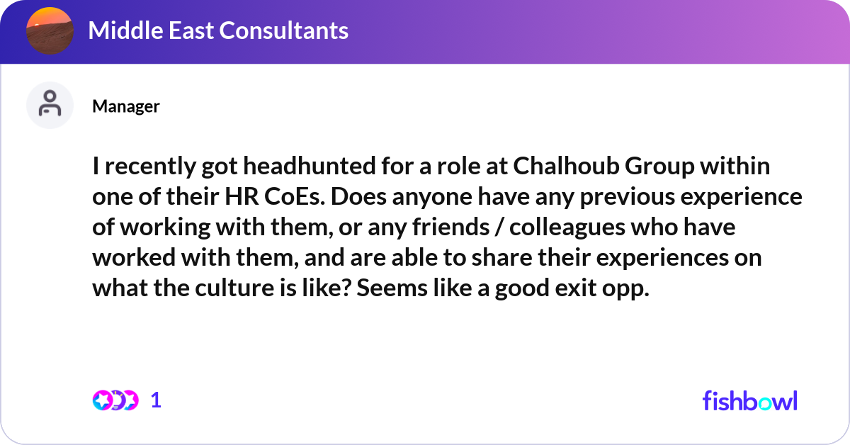 I recently got headhunted for a role at Chalhoub G... | Fishbowl