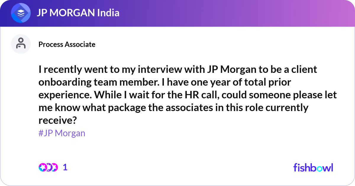 I recently went to my interview with JP Morgan to ... | Fishbowl