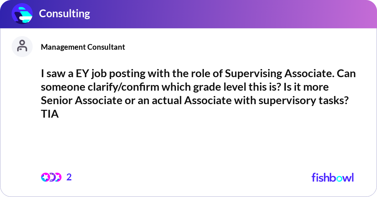 I saw a EY job posting with the role of Supervisin... | Fishbowl