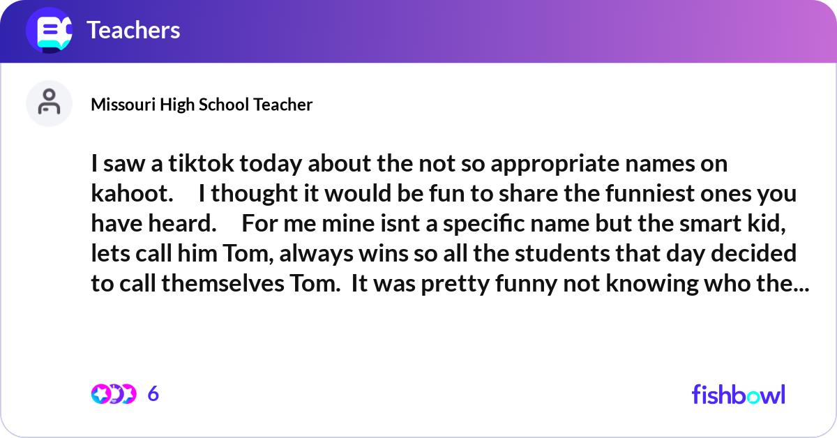 I saw a tiktok today about the not so appropriate ... | Fishbowl