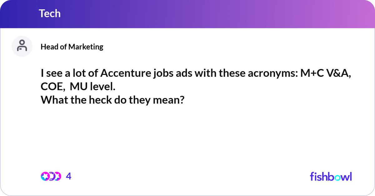 I see a lot of Accenture jobs ads with these acron... | Fishbowl