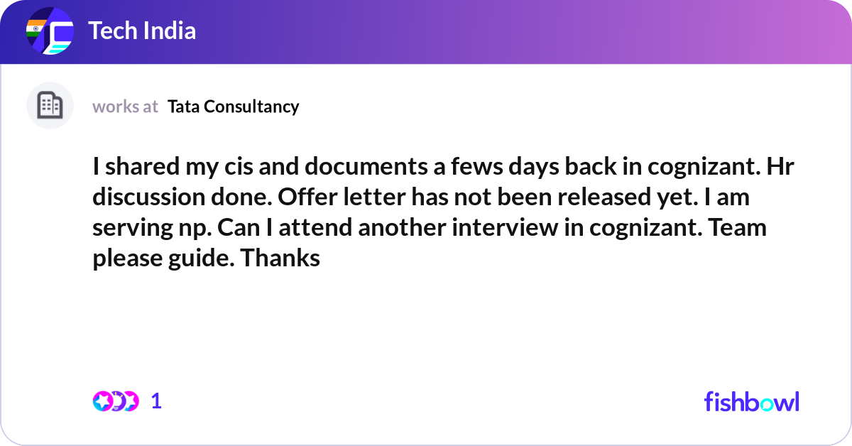 I shared my cis and documents a fews days back in ... | Fishbowl