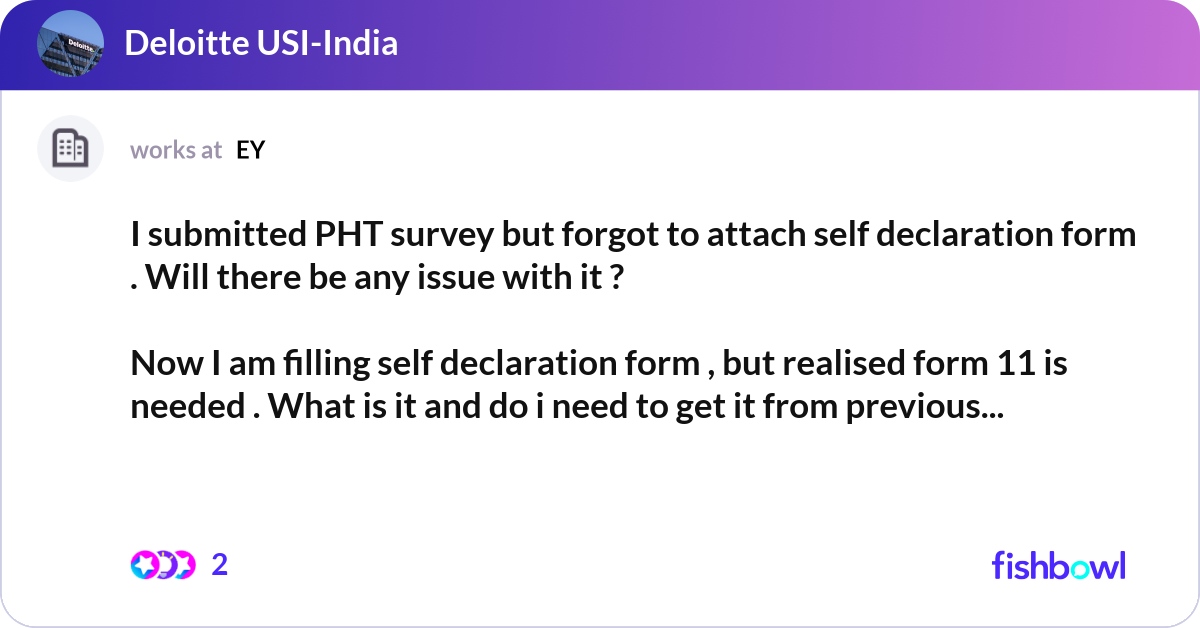 I submitted PHT survey but forgot to attach self d... | Fishbowl