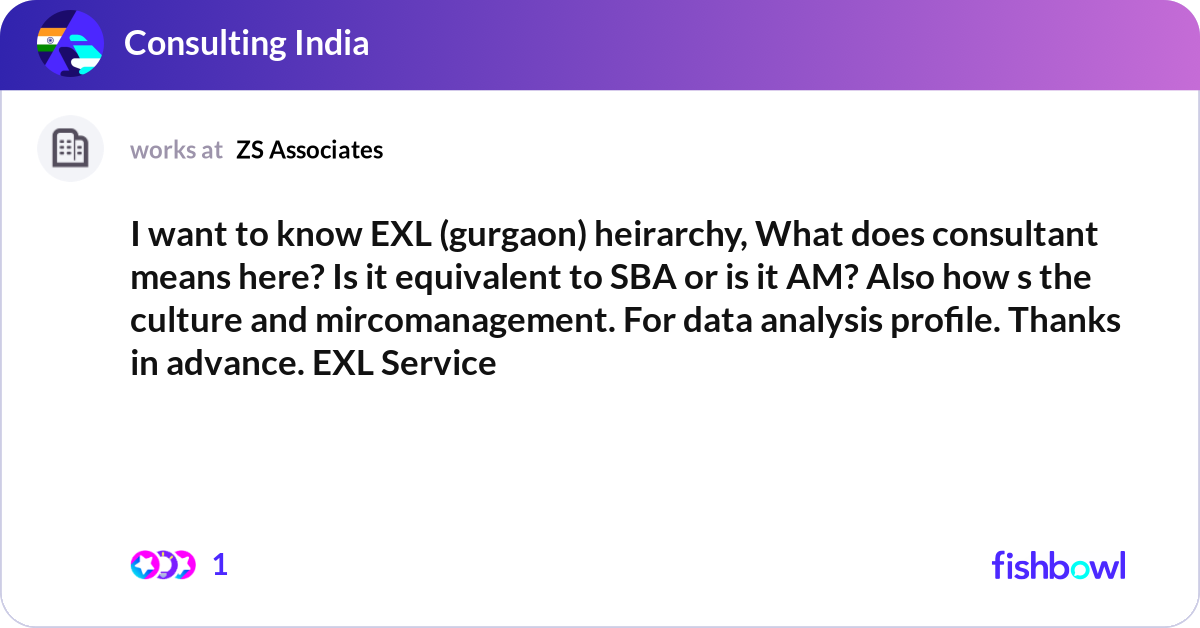 I want to know EXL (gurgaon) heirarchy, What does ... | Fishbowl