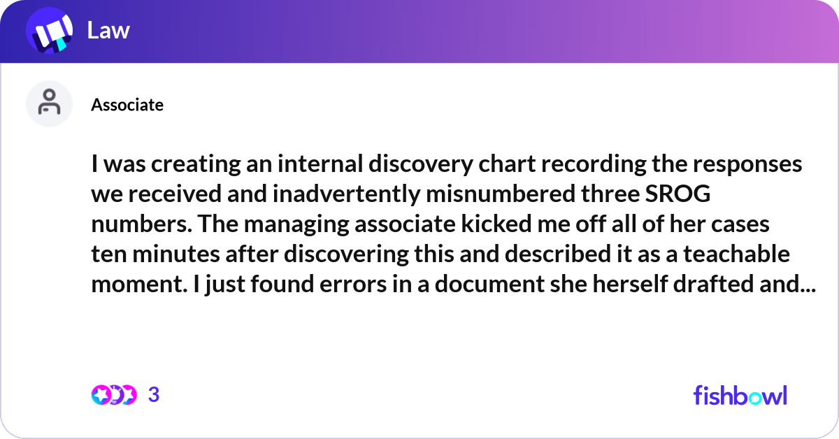 I was creating an internal discovery chart recordi... | Fishbowl