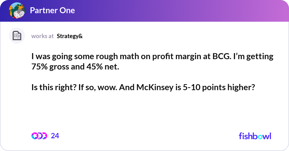 I was going some rough math on profit margin at BC... | Fishbowl