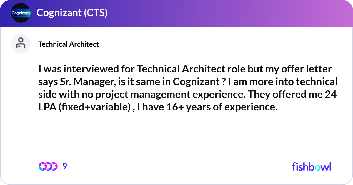 I was interviewed for Technical Architect role but... | Fishbowl