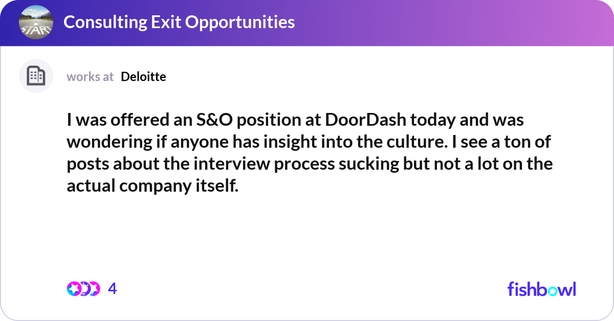 I was offered an S&O position at DoorDash today an... | Fishbowl