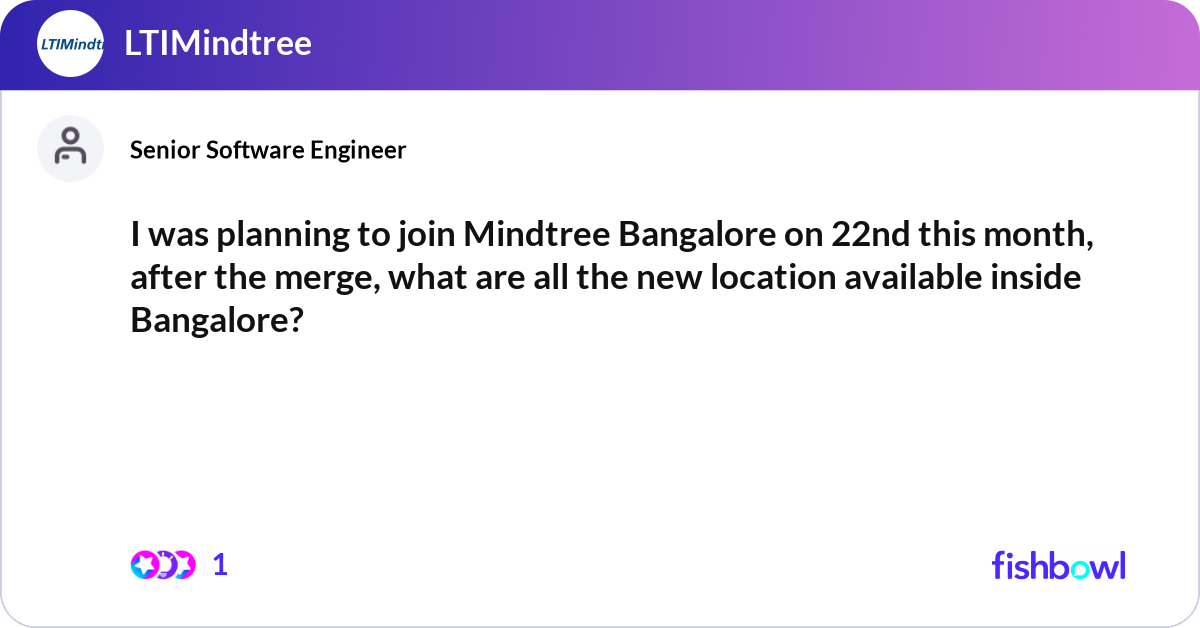 I was planning to join Mindtree Bangalore on 22nd ... | Fishbowl