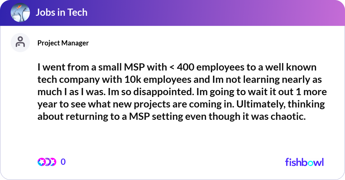 I went from a small MSP with