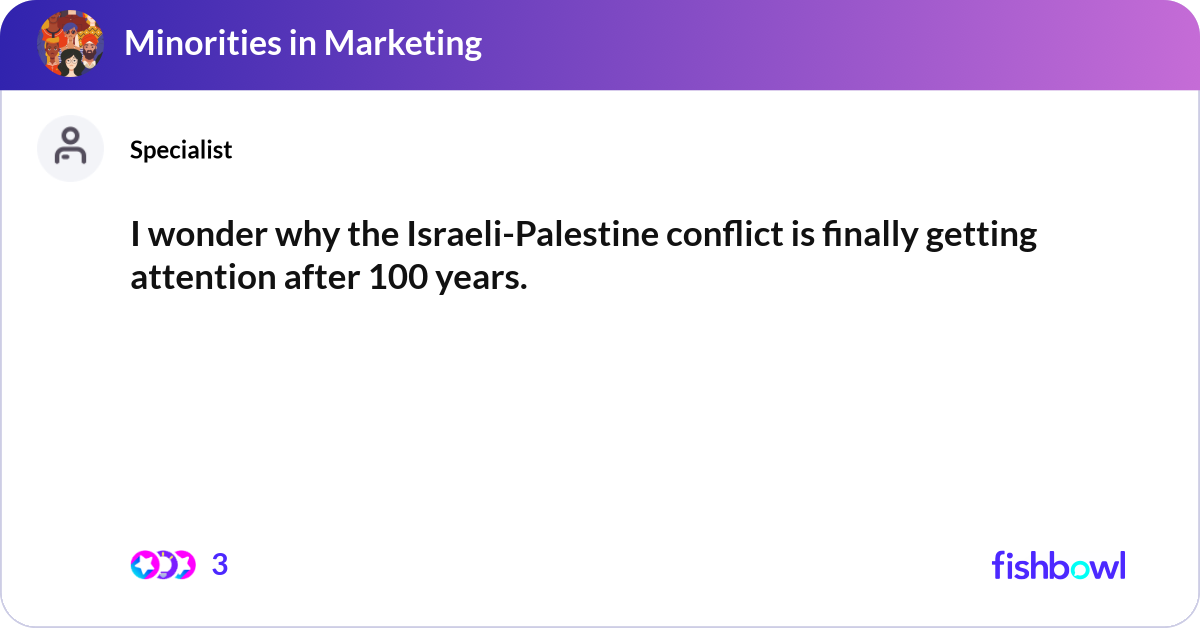 I wonder why the Israeli-Palestine conflict is fin... | Fishbowl