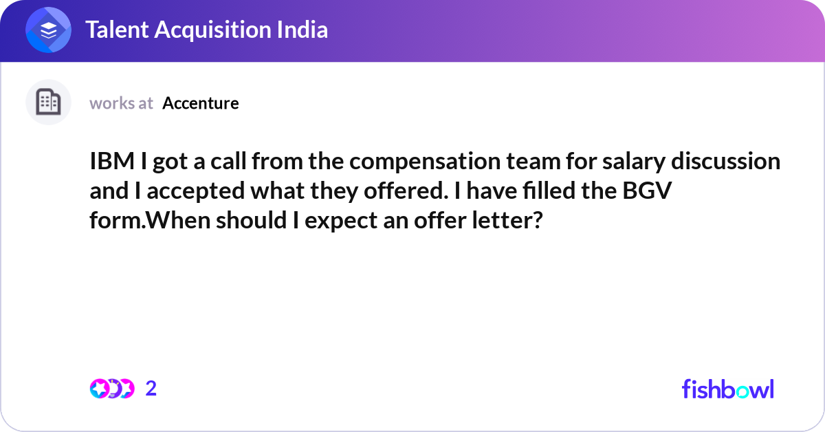 IBM I got a call from the compensation team for sa... | Fishbowl